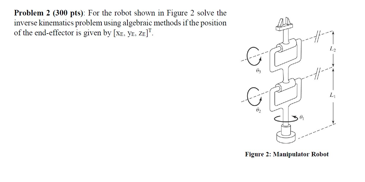 Problem 2 (300 pts): For the robot shown in Figure 2 | Chegg.com