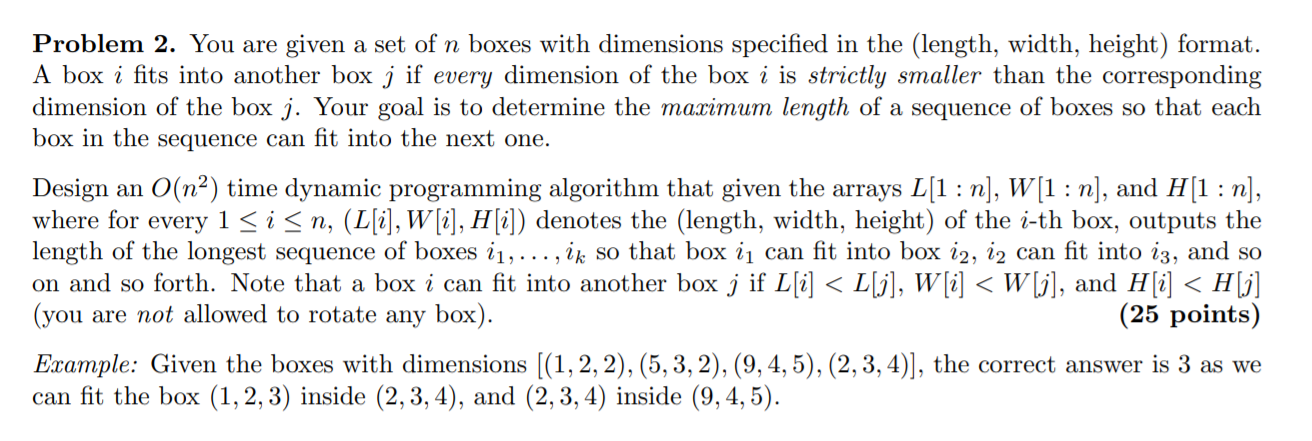 Problem 2. You are given a set of n boxes with | Chegg.com