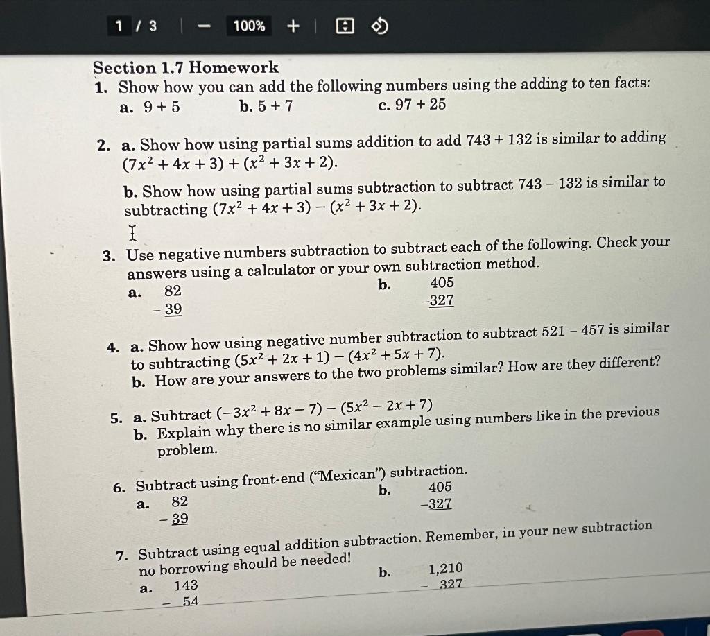 Section 1.7 Homework 1. Show how you can add the | Chegg.com