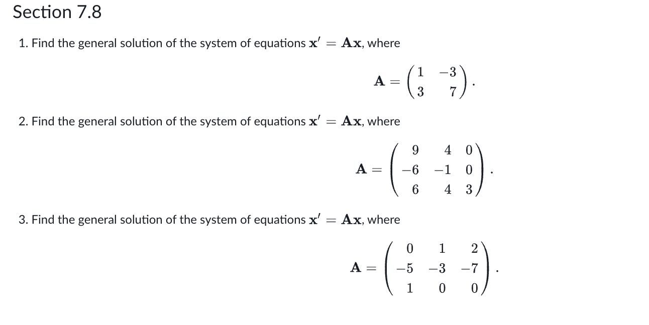 Solved 1. Find the general solution of the system of | Chegg.com