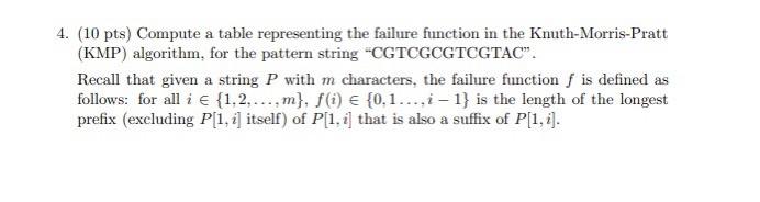 Solved 4. (10 pts) Compute a table representing the failure | Chegg.com