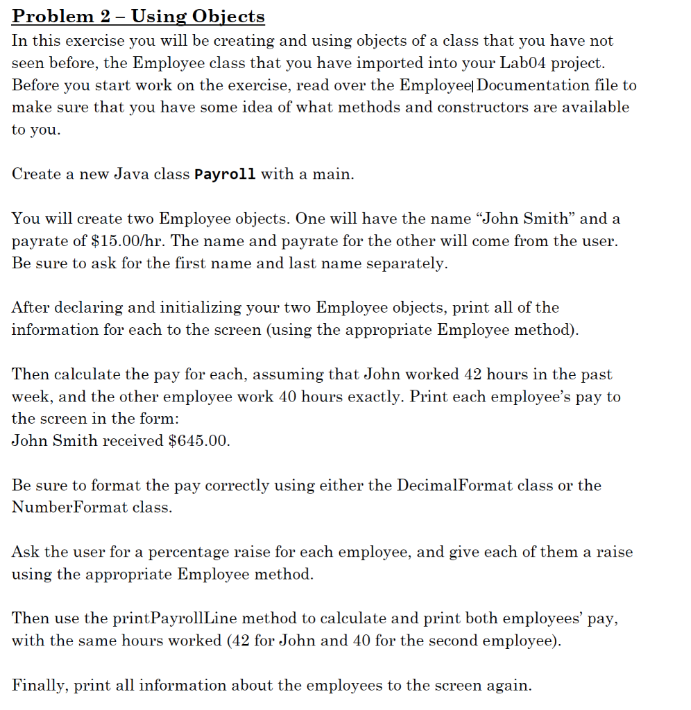 Solved public class Employee { private String | Chegg.com