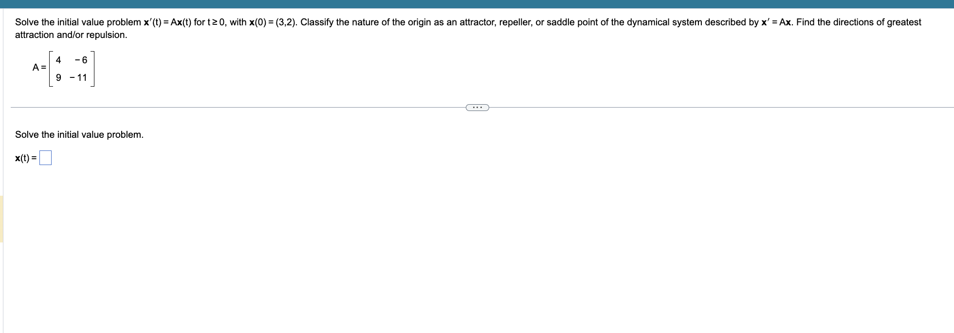 Solved Solve the initial value problem x′(t)=Ax(t) for t≥0, | Chegg.com