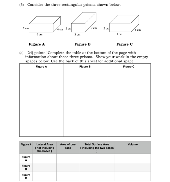Solved (5) Consider the three rectangular prisms shown | Chegg.com