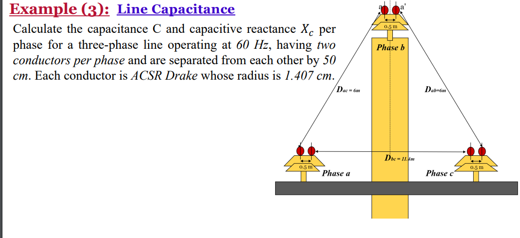 Solved 0.5 m Example (3): Line Capacitance Calculate the | Chegg.com