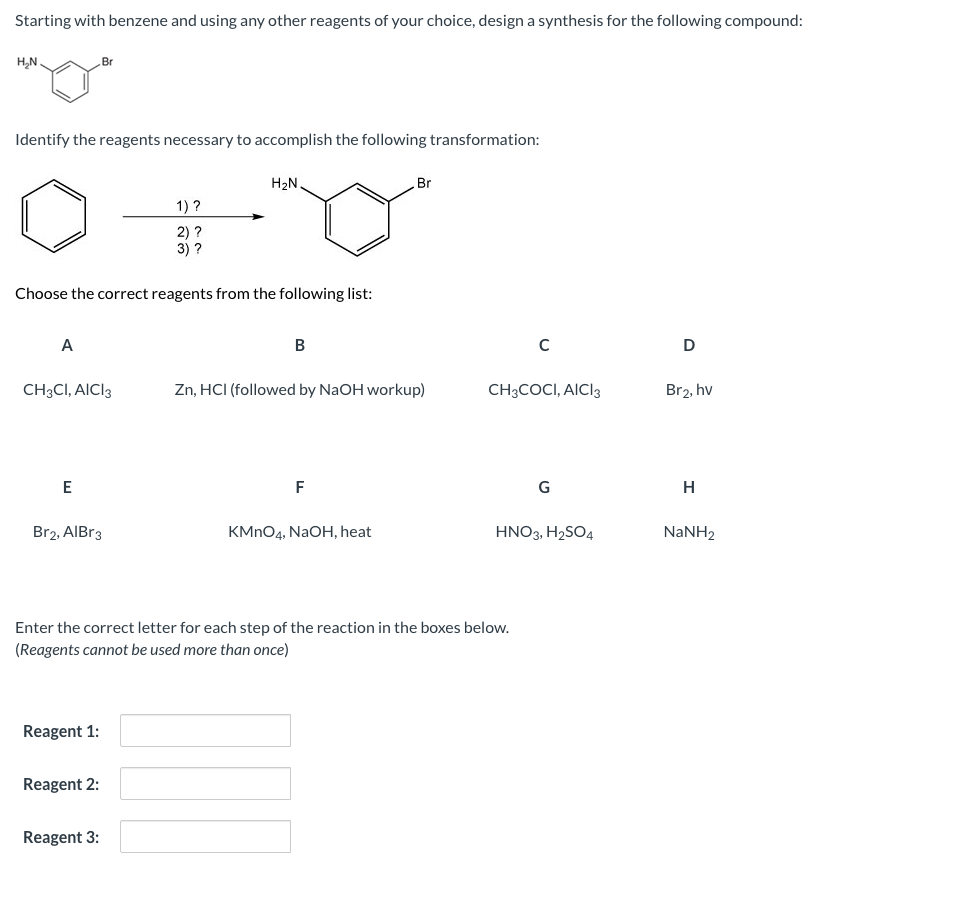 Solved Starting with benzene and using any other reagents of | Chegg.com