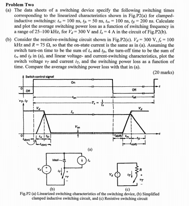 Problem Two (a) The data sheets of a switching device | Chegg.com