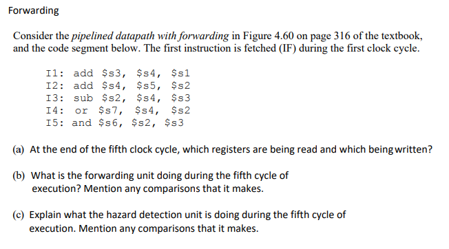 Solved Forwarding Consider the pipelined datapath with | Chegg.com