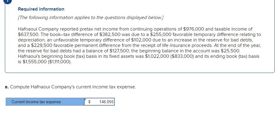 Required information [The following information | Chegg.com