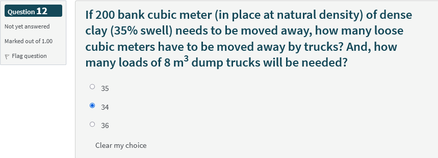 Solved If 200 bank cubic meter (in place at natural density) | Chegg.com