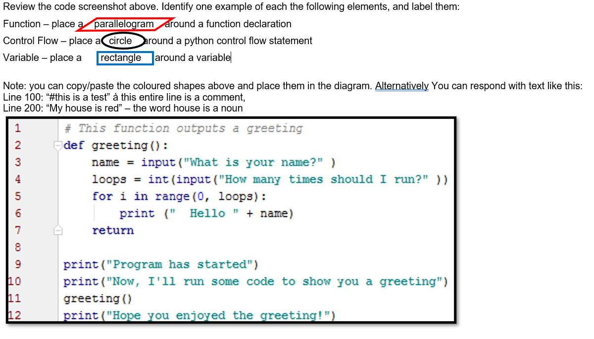 Solved Review the code screenshot above. Identify one | Chegg.com
