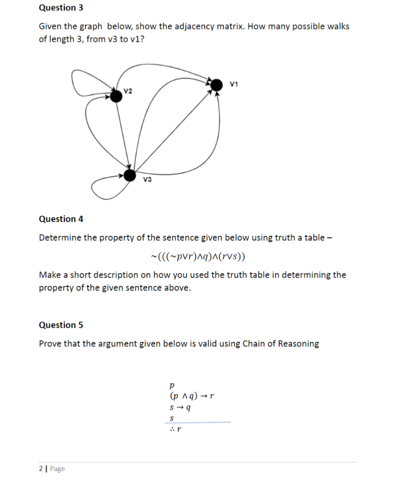 Solved Given the graph below, show the adjacency matrix. How | Chegg.com