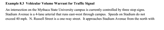 Solved 8.8. Traffic Signal Warrants at Stadium and Russell. | Chegg.com