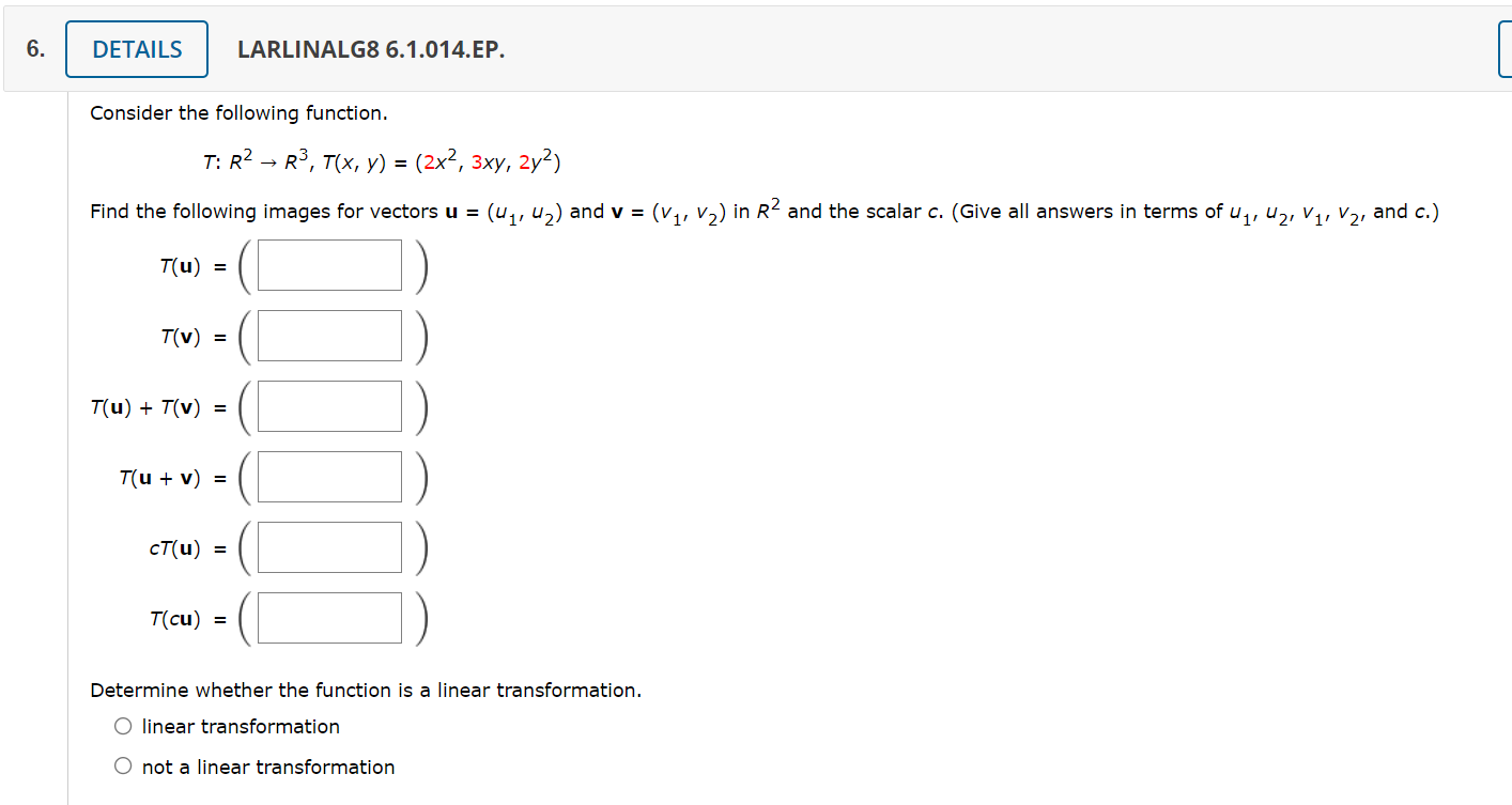 Solved 6. DETAILS LARLINALG8 6.1.014.EP. Consider the | Chegg.com