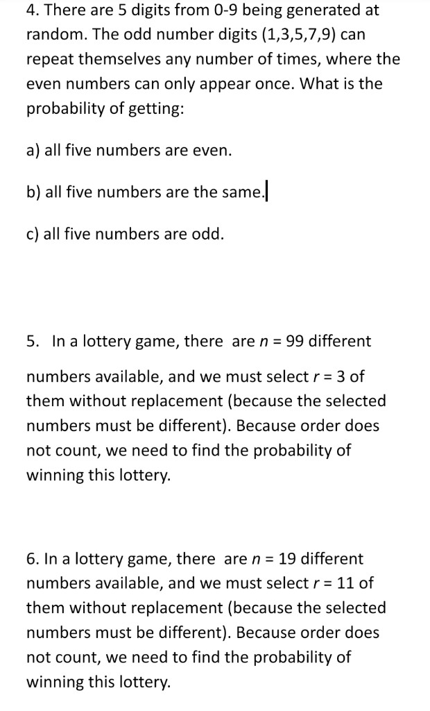 Solved 4. There are 5 digits from 0-9 being generated at | Chegg.com