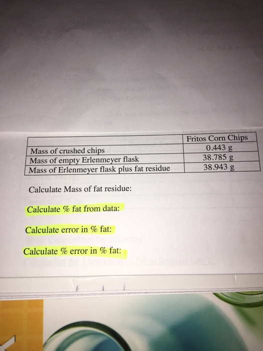 Solved Mass of crushed chips Mass of empty Erlenmeyer flask | Chegg.com