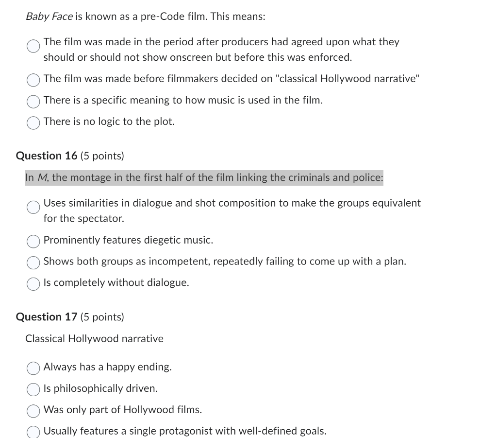 Baby Face is known as a pre-Code film. This means: | Chegg.com