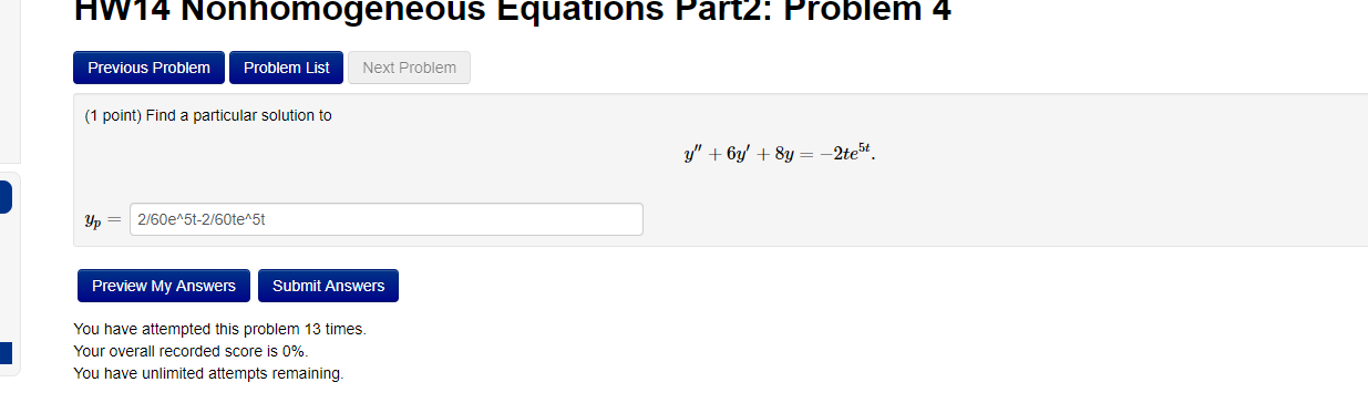 Solved HW14 Nonhomogeneous Equations Part2: Problem 4 | Chegg.com