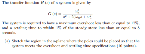 Solved The transfer function H(s) of a system is given by G | Chegg.com
