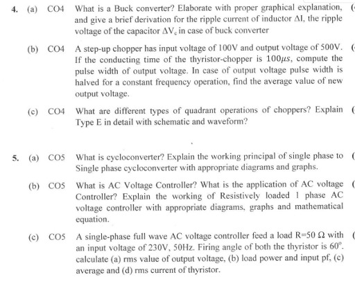 4. (a) CO4 What is a Buck converter? Elaborate with | Chegg.com