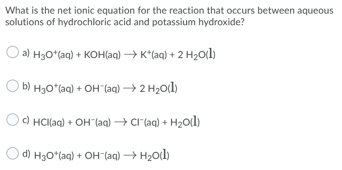 Solved What is the net ionic equation for the reaction that | Chegg.com