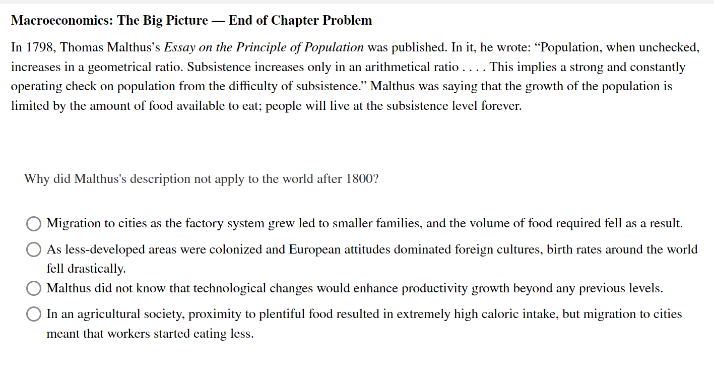 Solved Macroeconomics: The Big Picture — End of Chapter | Chegg.com