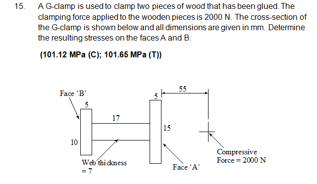 15. A G-clamp is used to clamp two pieces of wood | Chegg.com