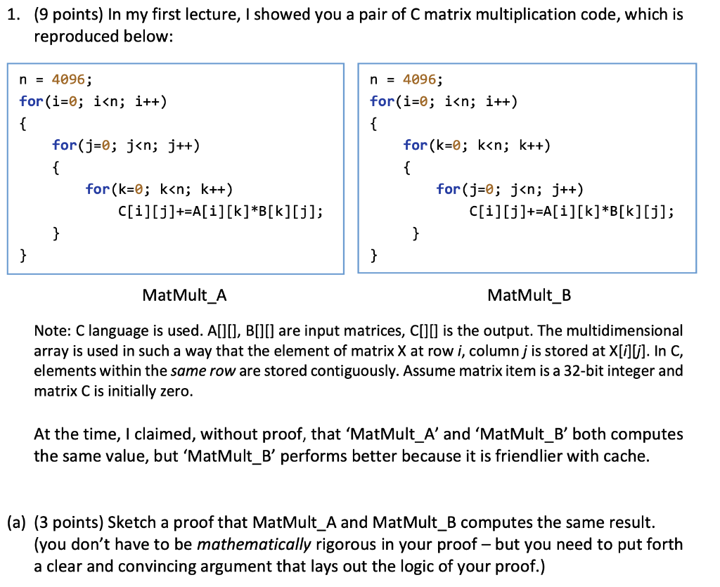 Solved 1. (9 points) In my first lecture, I showed you a | Chegg.com