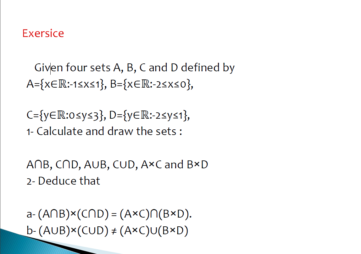 Solved Given four sets A, B, C and D defined by | Chegg.com