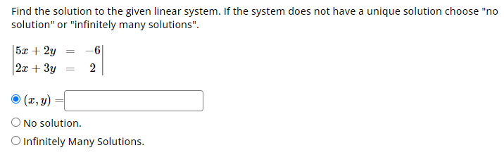 Solved Find the solution to the given linear system. If the | Chegg.com