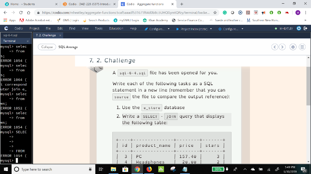 Solved select products.id, products.name, | Chegg.com