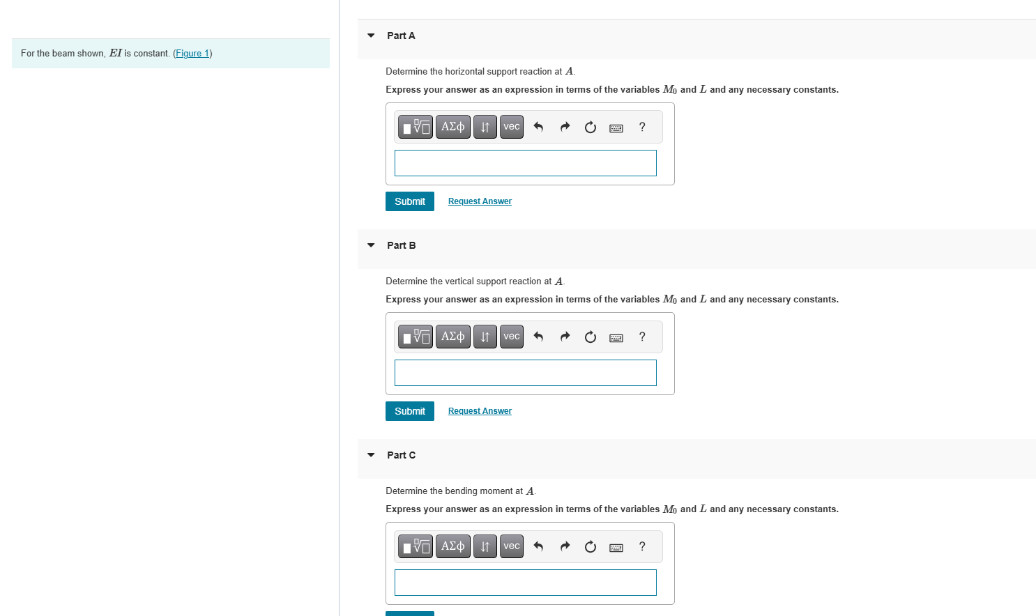 Solved Part Adetermine The Horizontal Support Reaction At