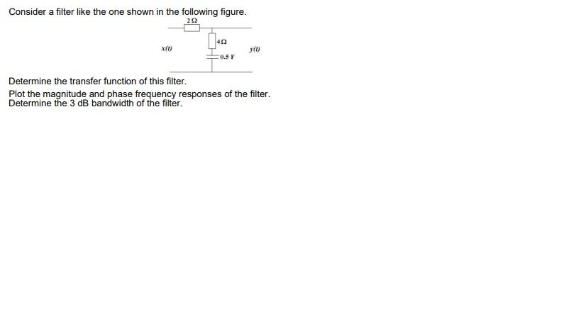 Solved Consider a filter like the one shown in the followina | Chegg.com
