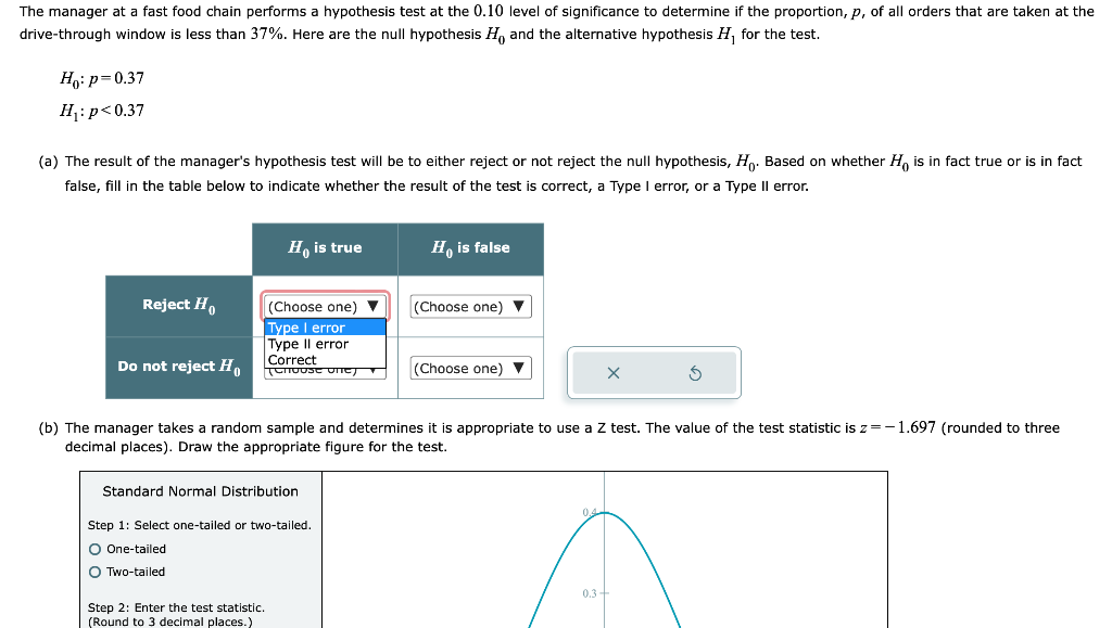 Solved The manager at a fast food chain performs a | Chegg.com