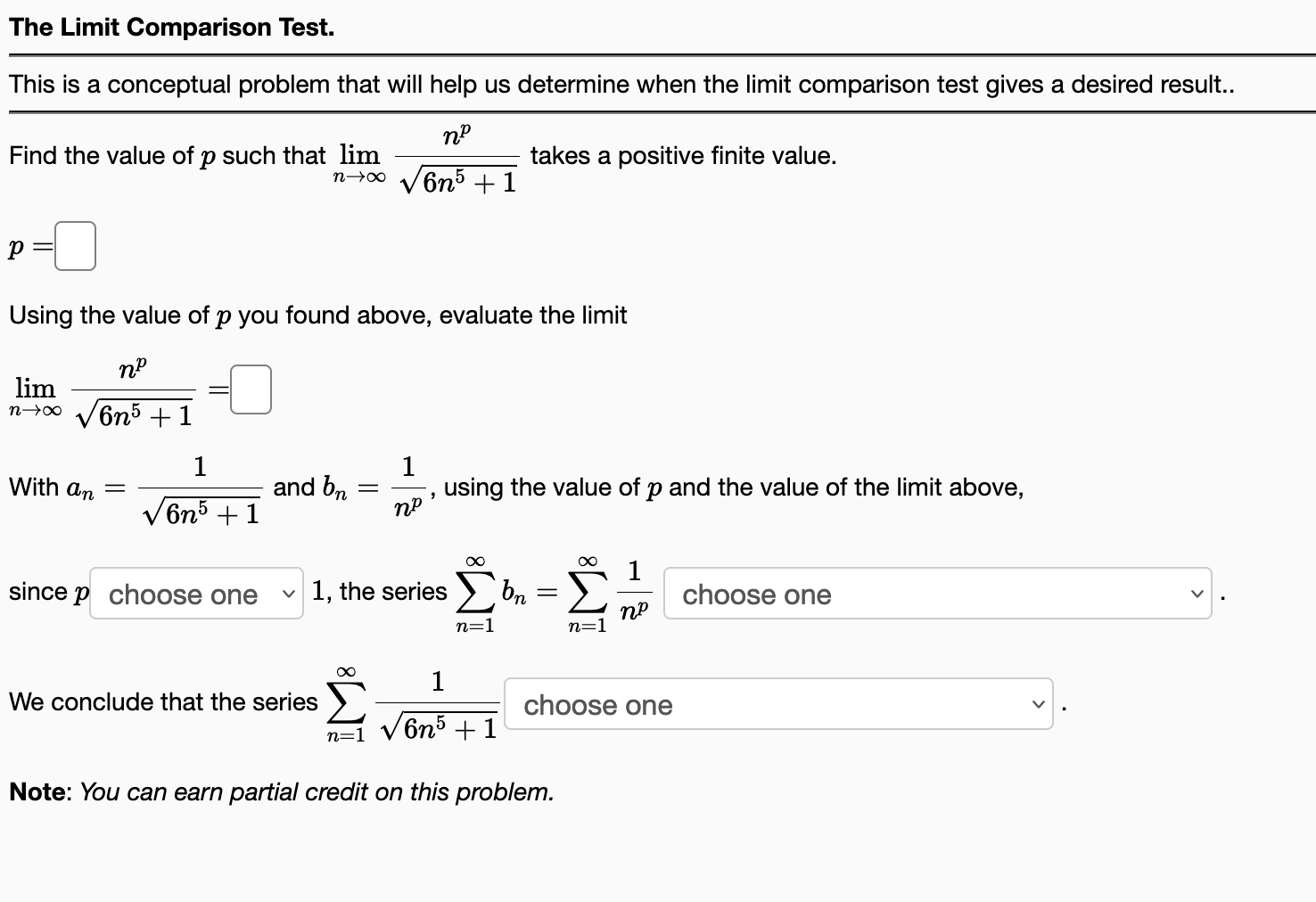 Solved The Limit Comparison Test. This is a conceptual | Chegg.com