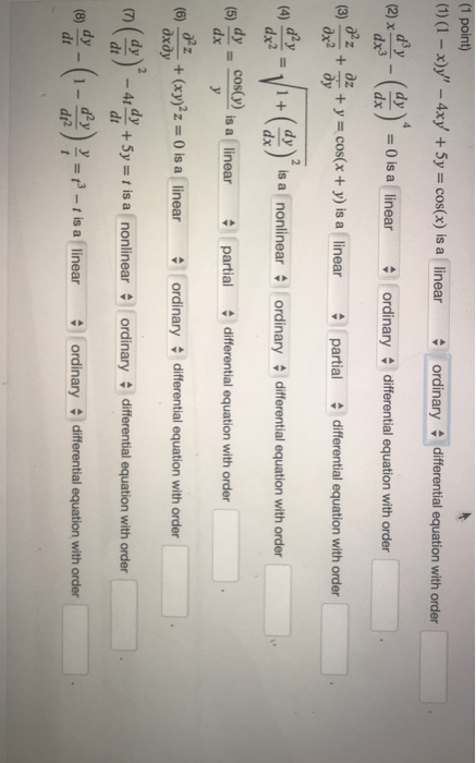 Solved 1 Point 1 1 Xy 4xy 5y Cosx Is A「linear 2630