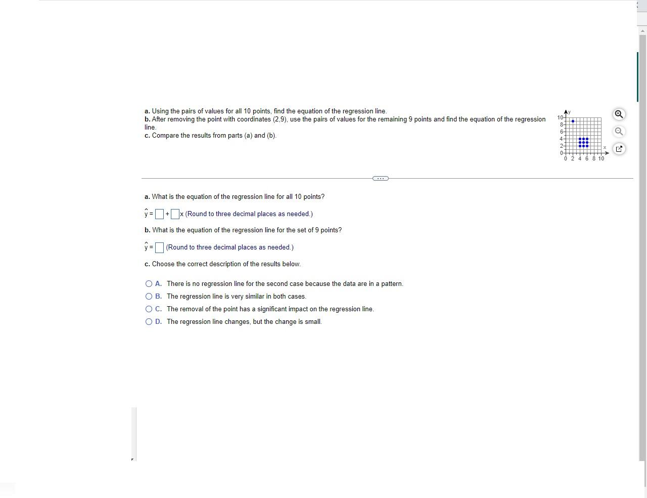 Solved a. Using the pairs of values for all 10 points, find | Chegg.com