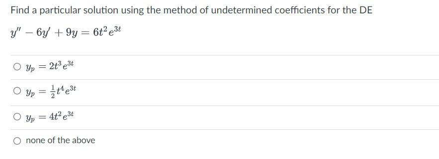 Solved Find a particular solution using the method of | Chegg.com