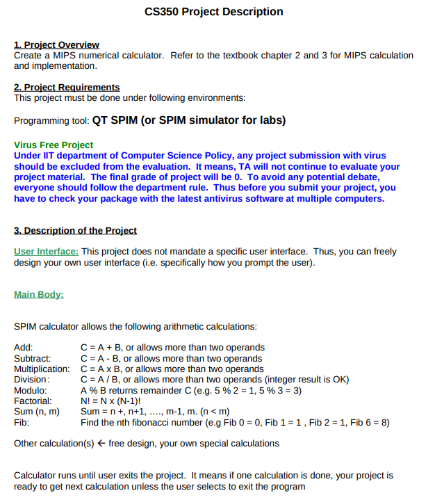 Solved CS350 Project Description 1. Project Overview Create | Chegg.com