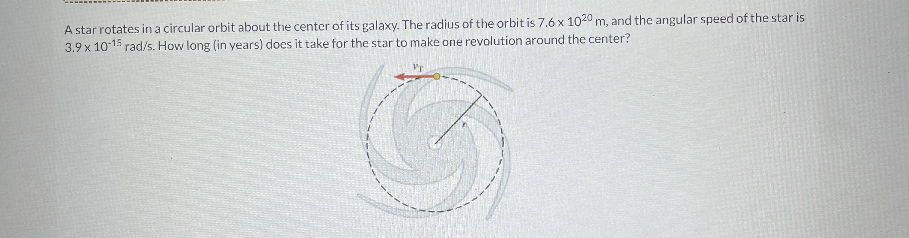 Solved A star rotates in a circular orbit about the center | Chegg.com