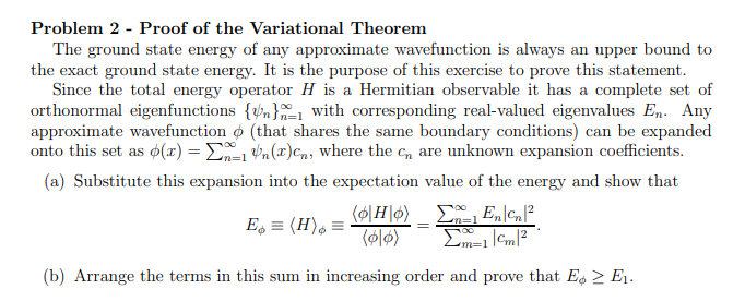 Solved Problem 2 Proof Of The Variational Theorem The