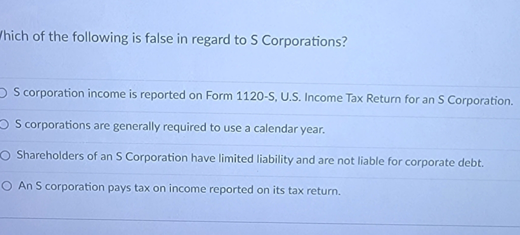 Solved Which of the following is false in regard to S | Chegg.com