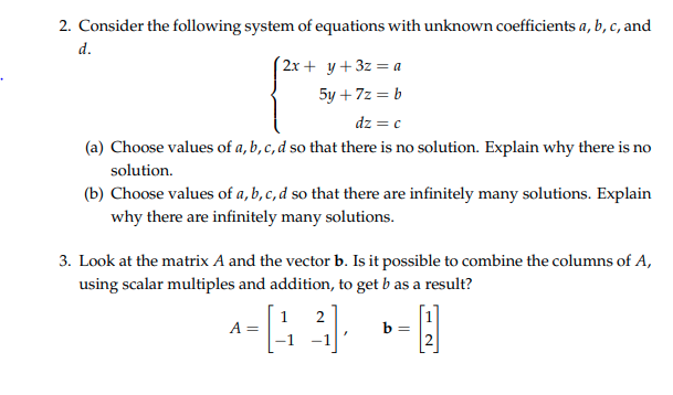 Solved 2. Consider the following system of equations with | Chegg.com