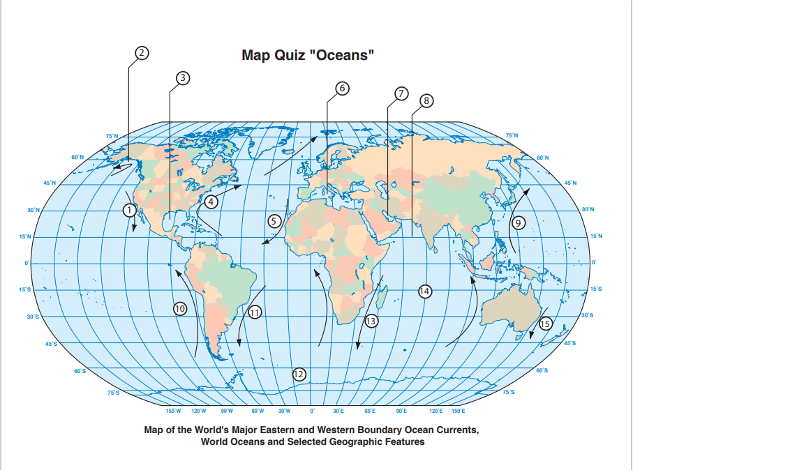 Solved 9. What is the name of the ocean current labeled | Chegg.com