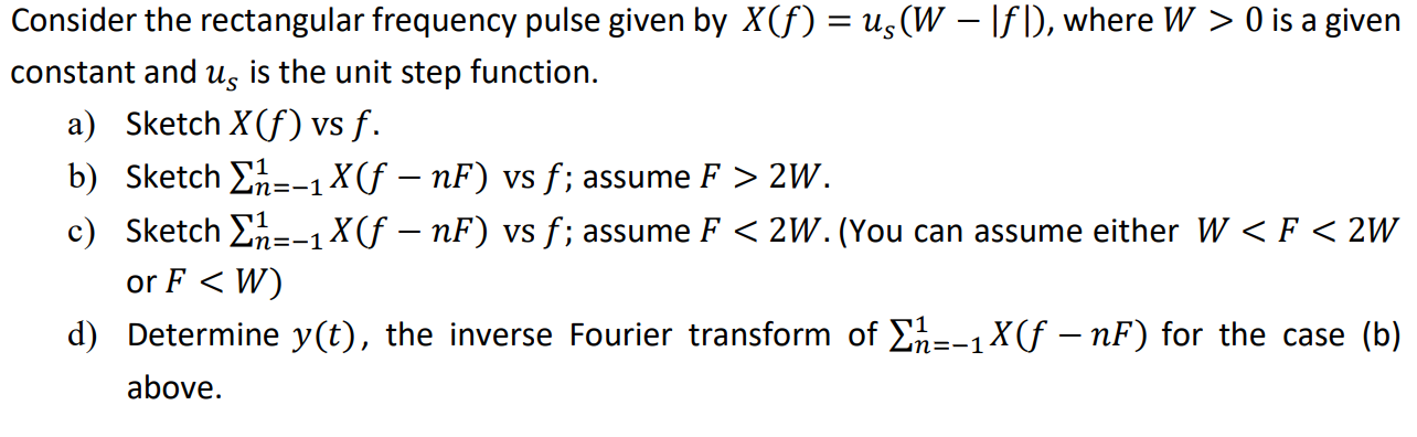 Consider the rectangular frequency pulse given by | Chegg.com