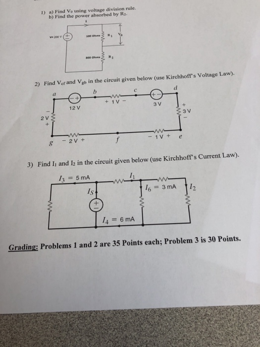 Solved 1) a) Find Vo using voltage division rule. b) Find | Chegg.com