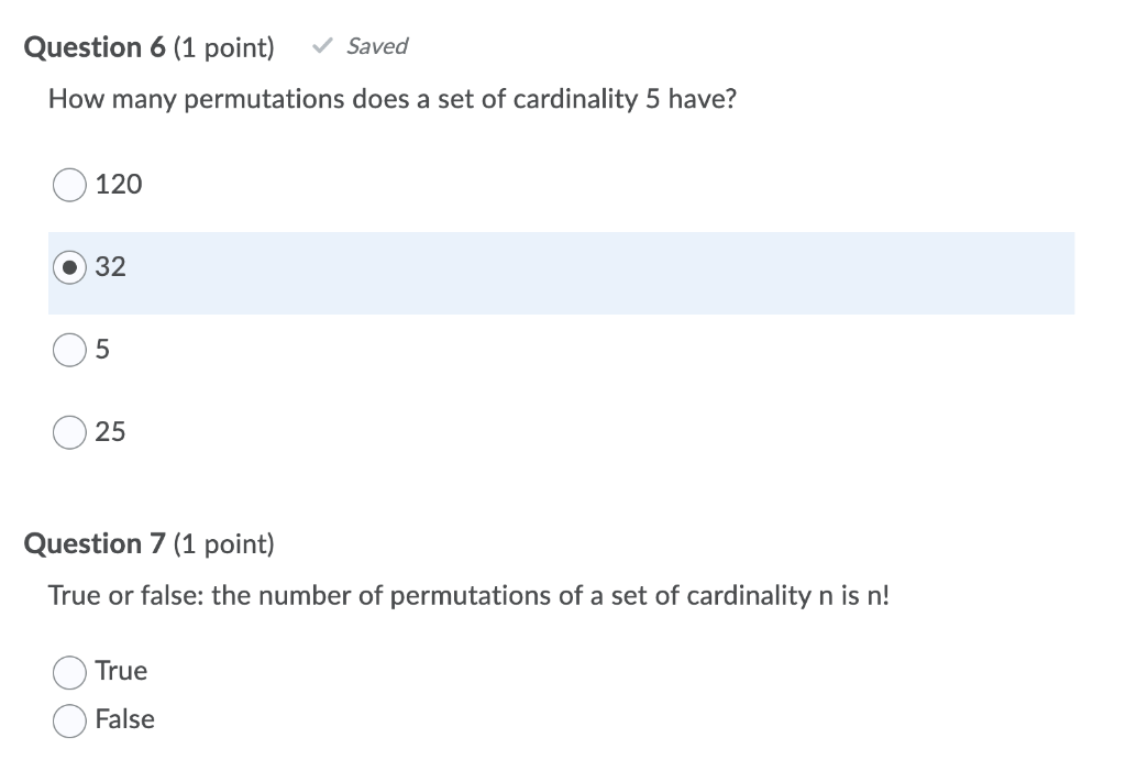 Solved Question 6 (1 point) Saved How many permutations does | Chegg.com
