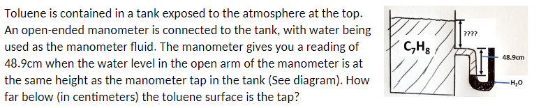 Solved Toluene is contained in a tank exposed to the | Chegg.com