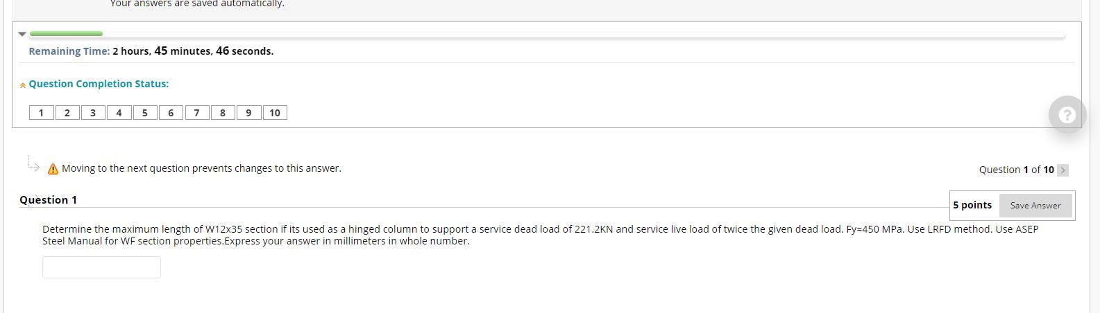 Solved Your answers are saved automatically. Remaining Time: | Chegg.com