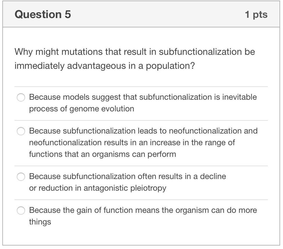Solved Question 5 1 pts Why might mutations that result in | Chegg.com
